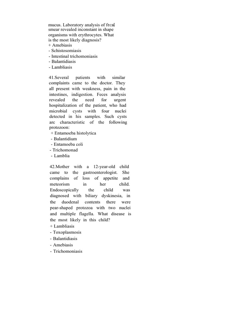 MCQ Parasitology | Download Free PDF | Protozoa | Leishmania