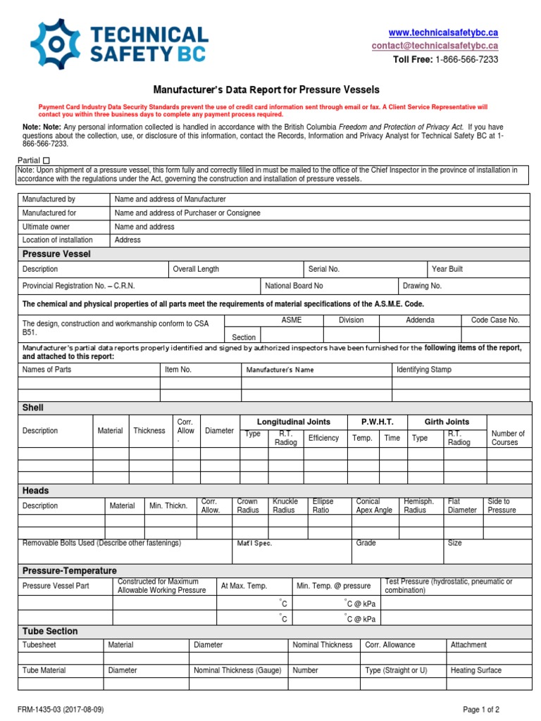 Manufacturer's Data Report for Pressure Vessels | PDF | Business | Nature