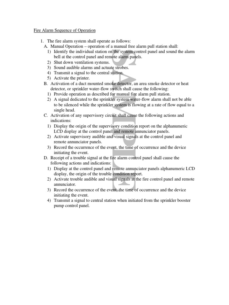 Fire Alarm Sequence of Operations 2 | PDF