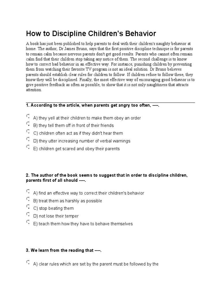 Effective Discipline Techniques for Kids | PDF
