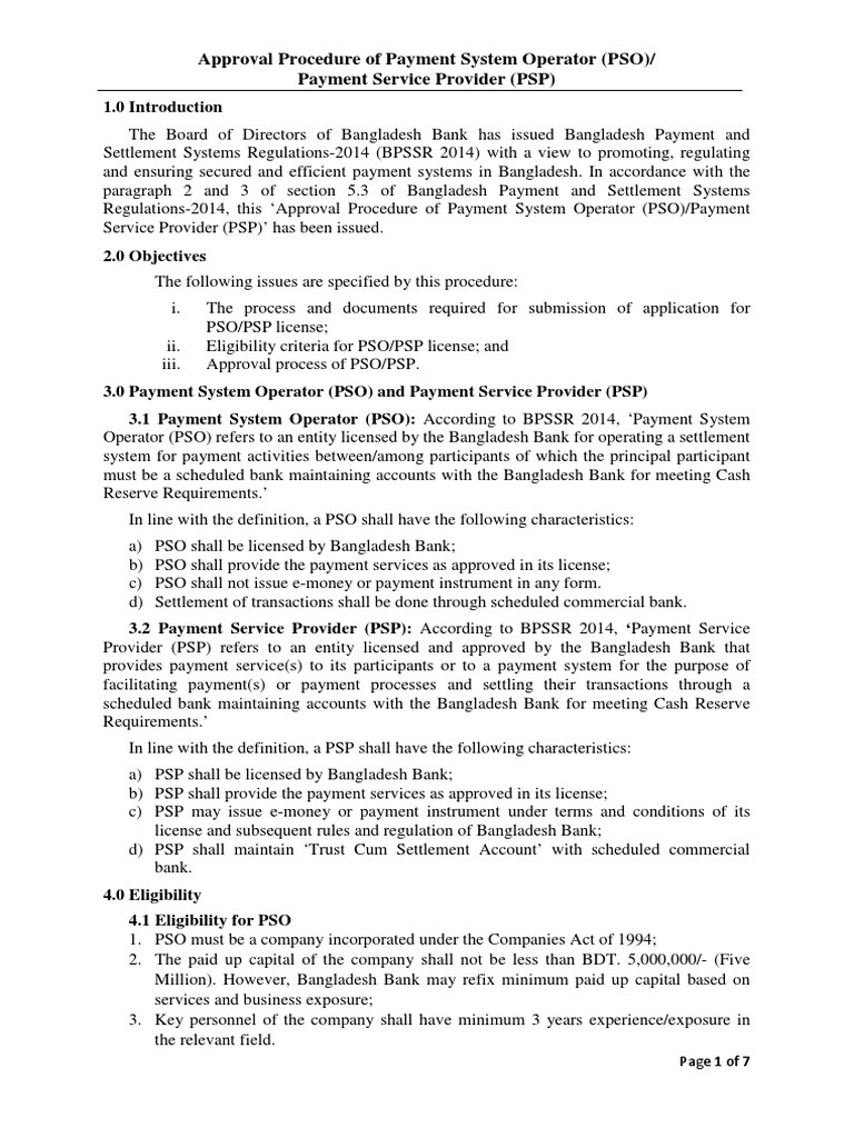 PSO/PSP License Approval Procedure | PDF | Payment System | Banks