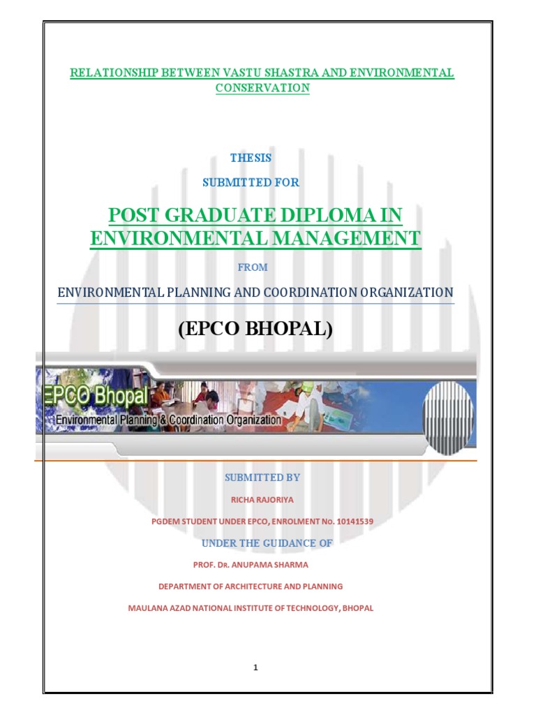 Post Graduate Diploma in Environmental Management: (Epco Bhopal) | PDF ...