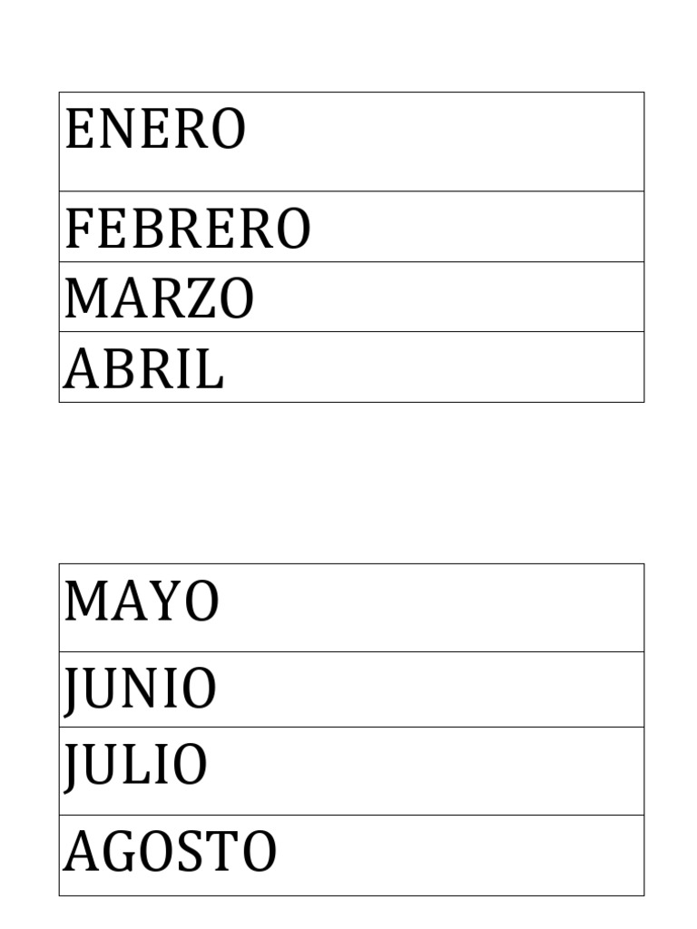 Cartel de Los Meses Del Año | PDF