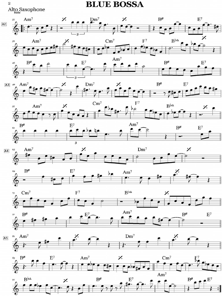 BLUE BOSSA - Alto Saxophone Solos | PDF