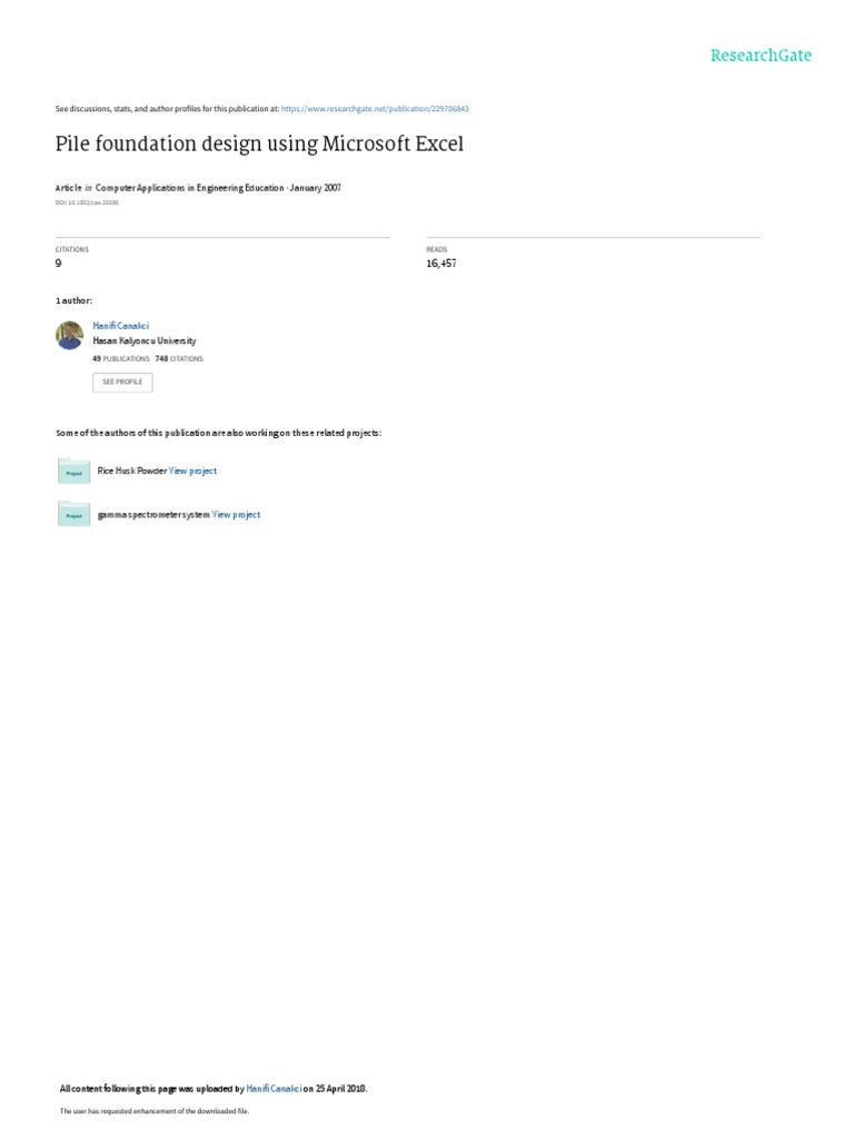 Excel-Based Pile Foundation Design Guide | PDF