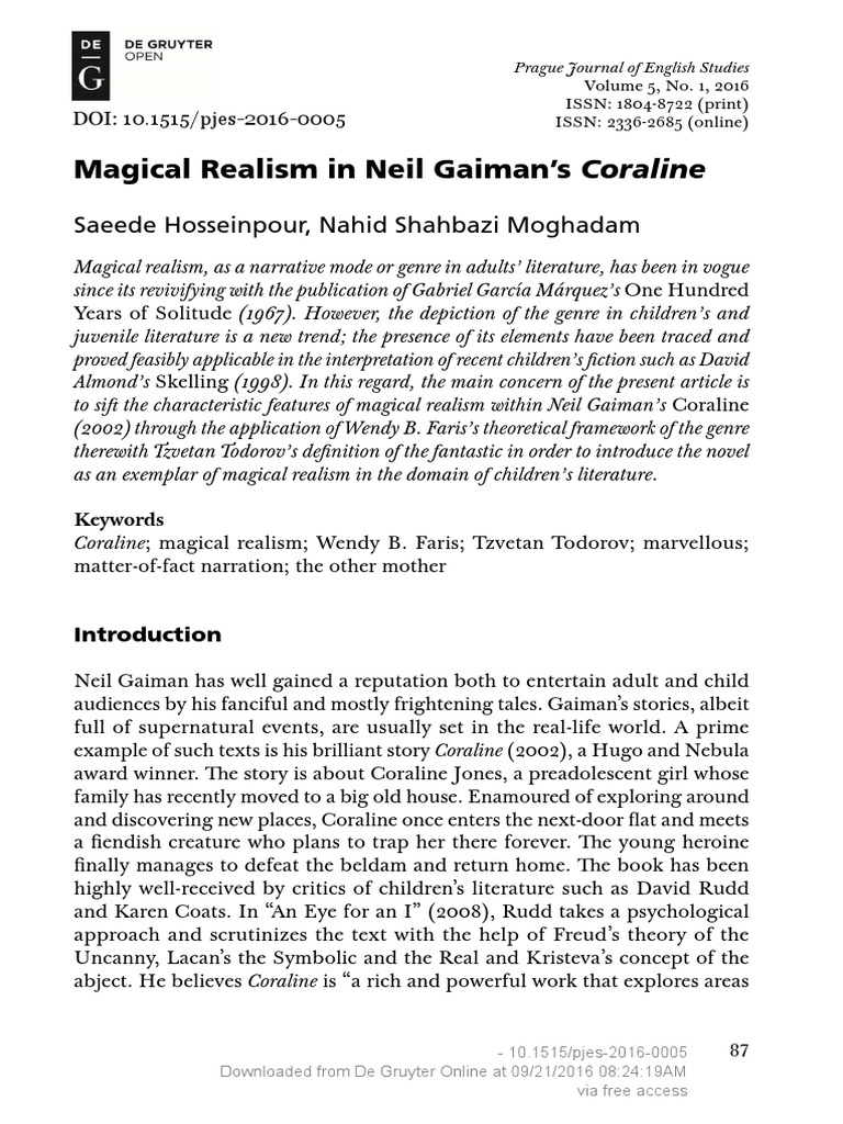 Magical Realism in Neil Gaimans Coraline | PDF