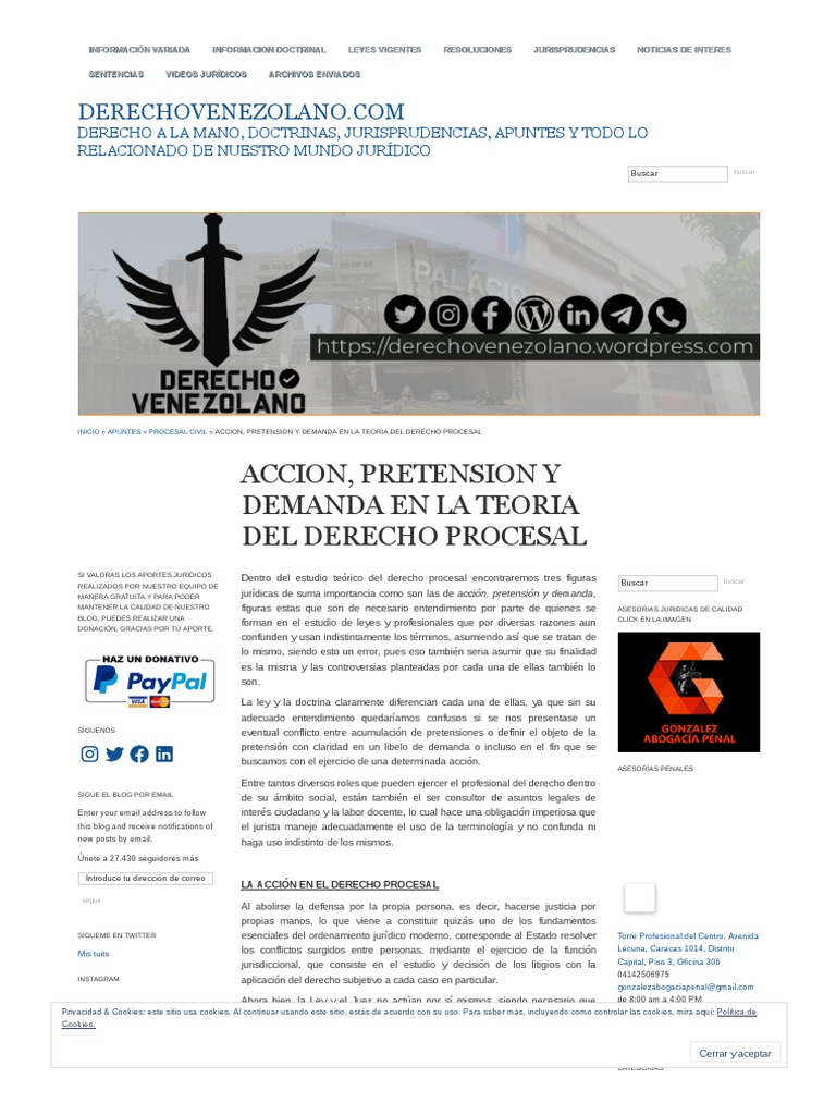 Accion, Pretension y Demanda en La Teoria Del Derecho Procesal ... Accion, Pretension y Demanda en La Teoria Del Derecho Procesal ...