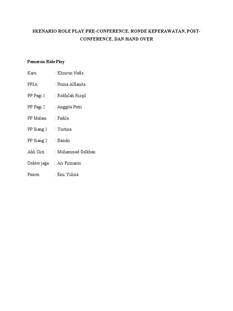 Pre Conference, Handover, Ronde Dan Post Conference | PDF