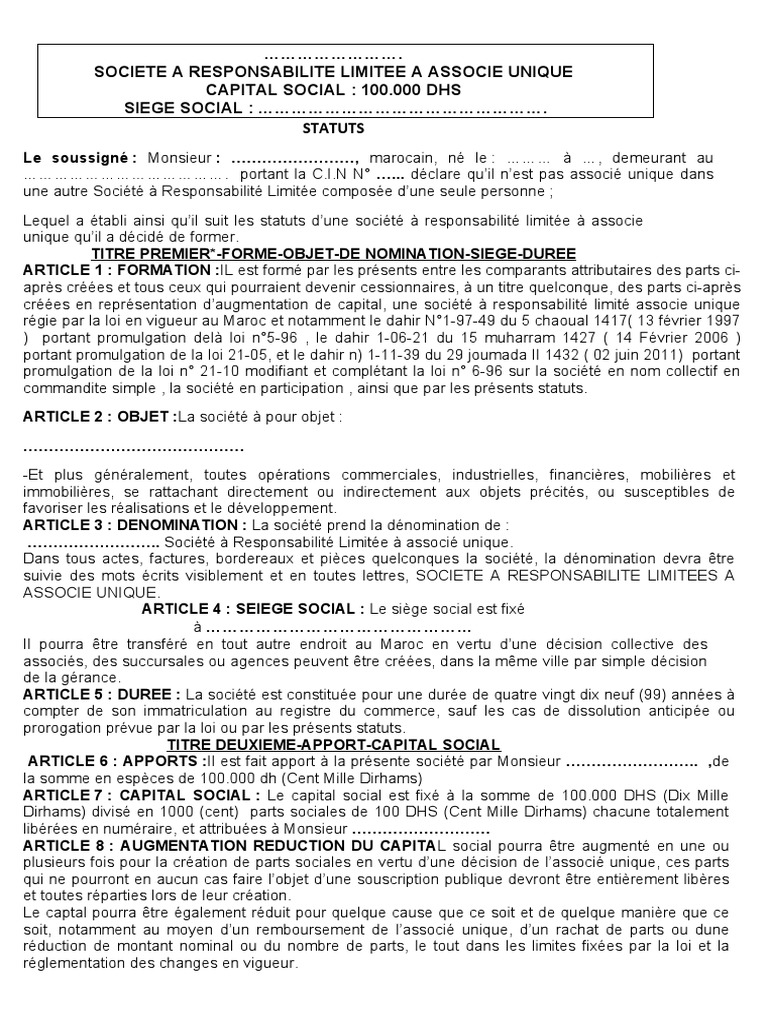 STATUT Fiduciaire Maroc | PDF | Partenariat | Concepts légaux