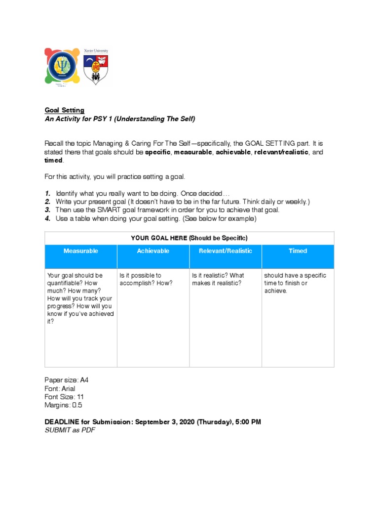SMART Goal Setting Activity Guide | PDF | Career & Growth