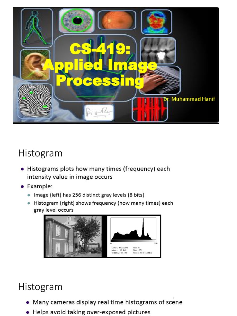 CS-419: Applied Image Processing: Dr. Muhammad Hanif | PDF | Probability Density Function ...