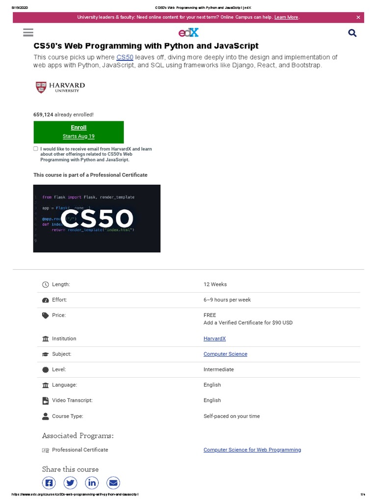 Cs50s Web Programming With Python And Javascript Edx Pdf Web 9418