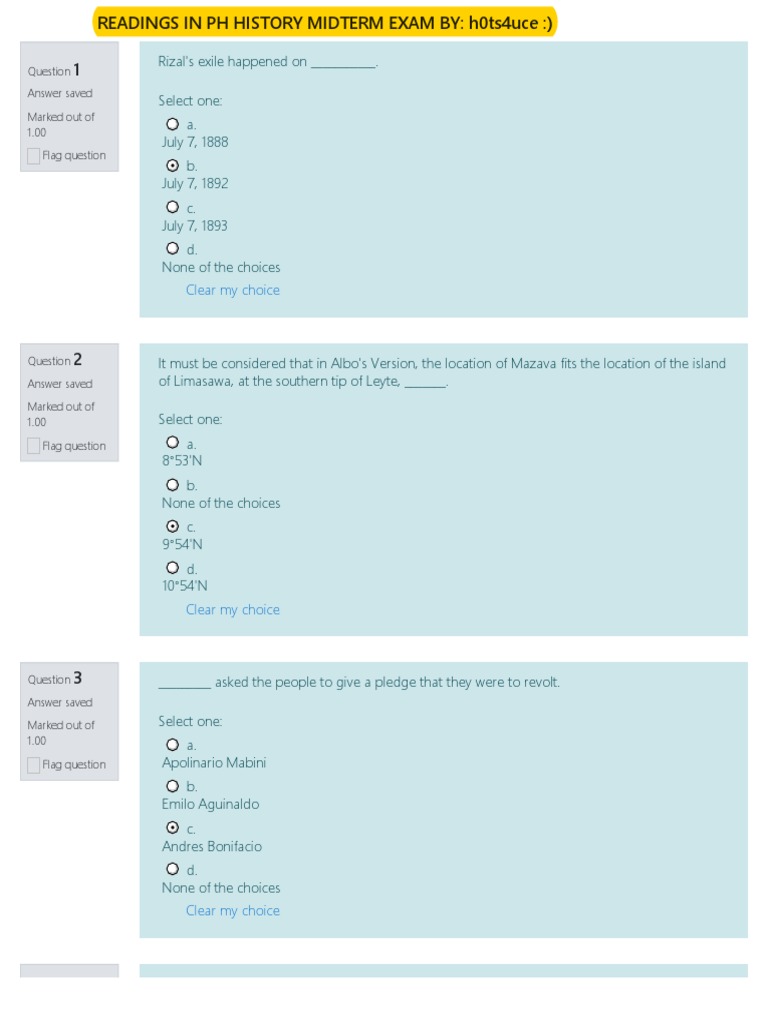 PH History Midterm Exam Review | PDF | Philippines