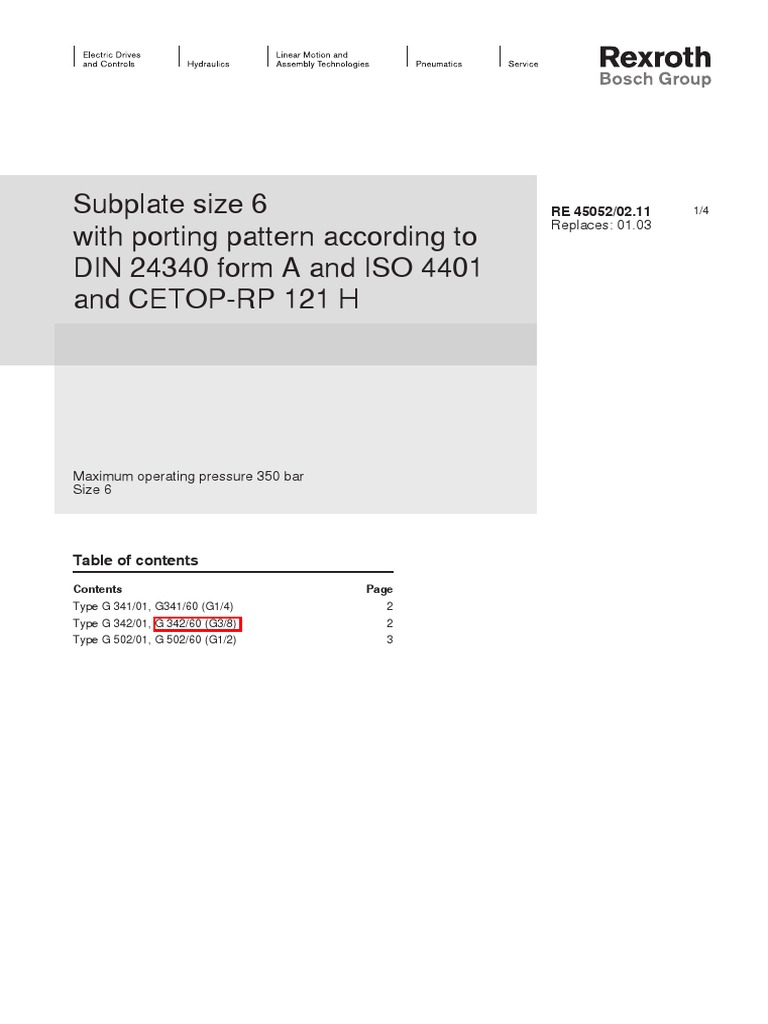 Subplate Size 6 With Porting Pattern According To DIN 24340 Form A and ...