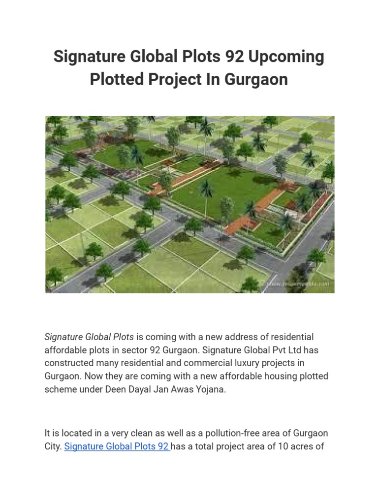 Signature Global Plots 92 Upcoming Plotted Project in Gurgaon | PDF ...