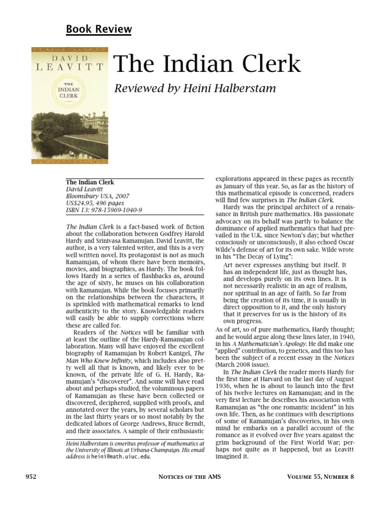 The Indian Clerk - A Review | PDF | Teaching Mathematics | Science