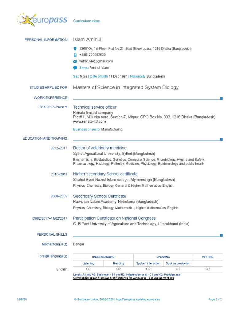 Islam Aminul: Curriculum Vitae | PDF | Bangladesh | Science