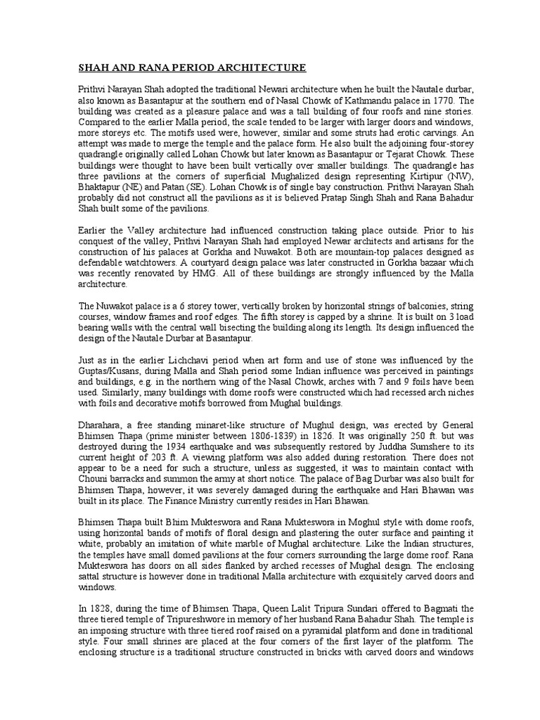 Shah and Rana Period Architecture | Download Free PDF | Nepal | Sikhism