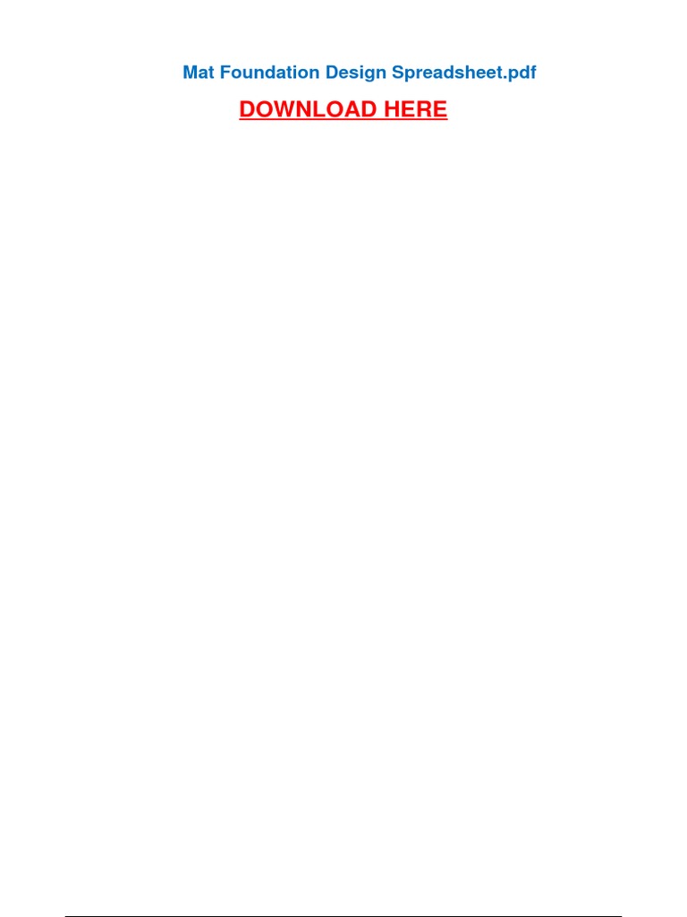 Here: Mat Foundation Design Spreadsheet PDF | PDF | Foundation ...