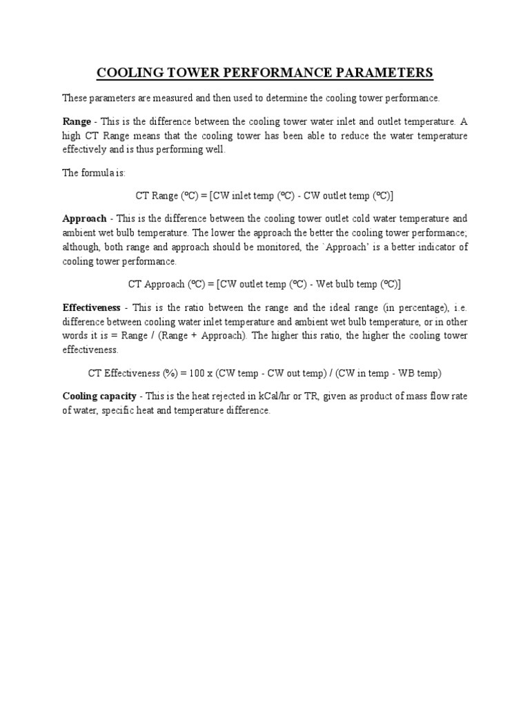 Cooling Tower Performance Parameters | PDF