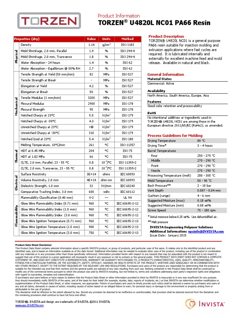 Torzen® U4820l | PDF | Disclaimer | Casting (Metalworking)