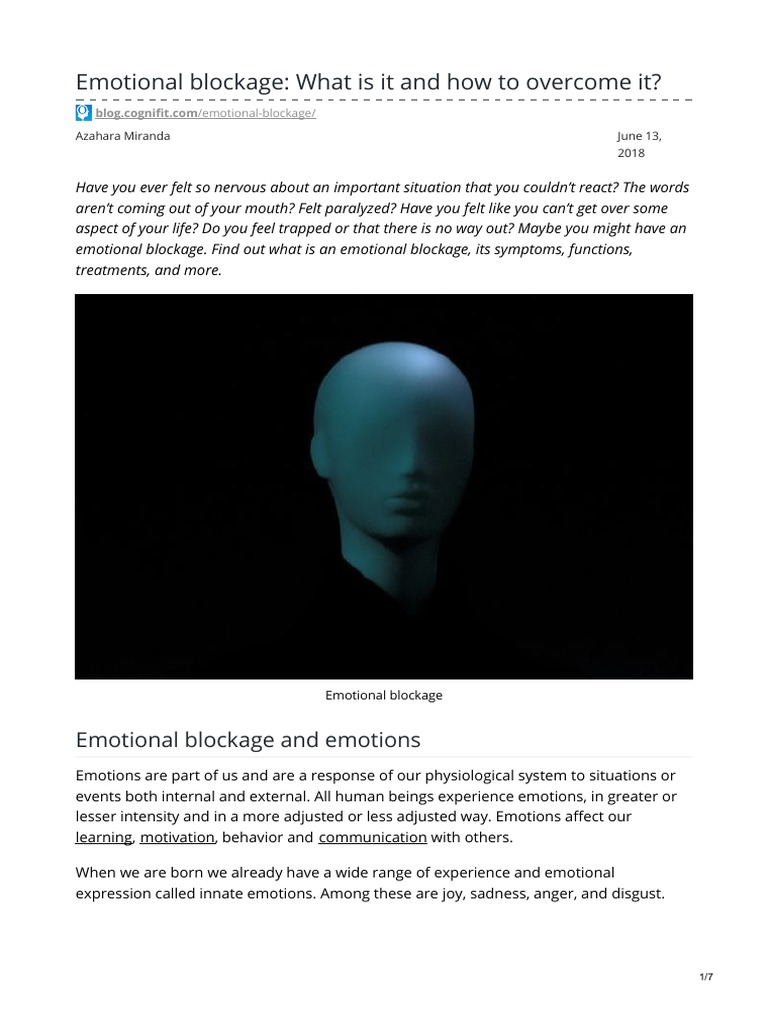Emotional Blockage What Is It and How To Overcome It | PDF | Emotions ...