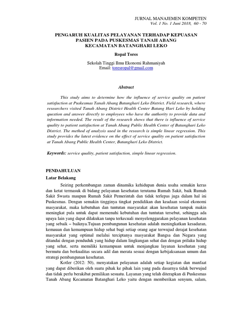 Jurnal Regresi Linear Sederhana | PDF | Karier & Perkembangan | Bisnis