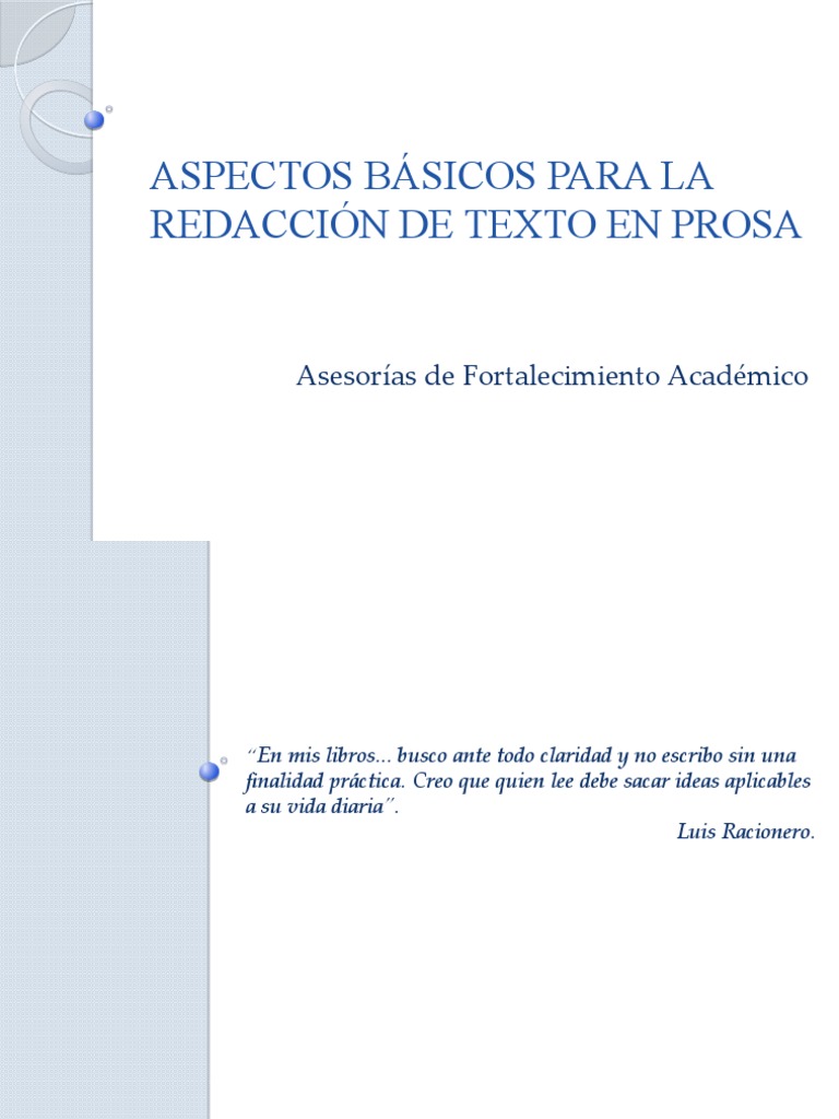 Aspectos Básicos para La Redacción de Texto en Prosa | PDF | Comunicación humana | Idiomas