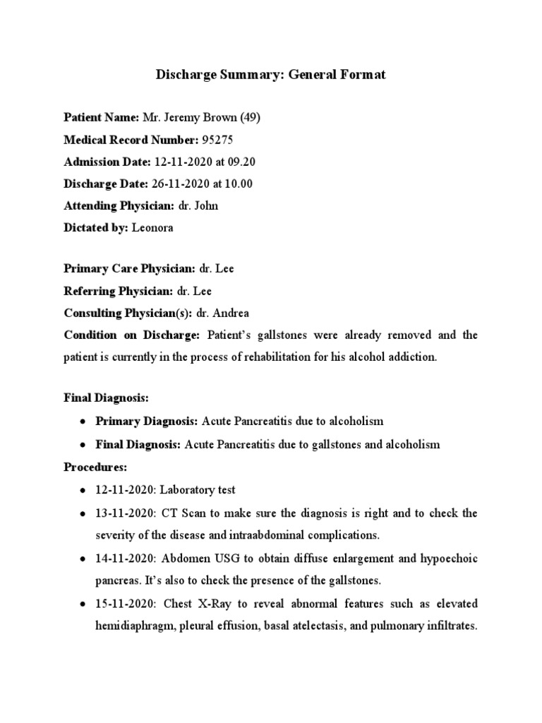 Discharge Summary | PDF | Medical Specialties | Clinical Medicine