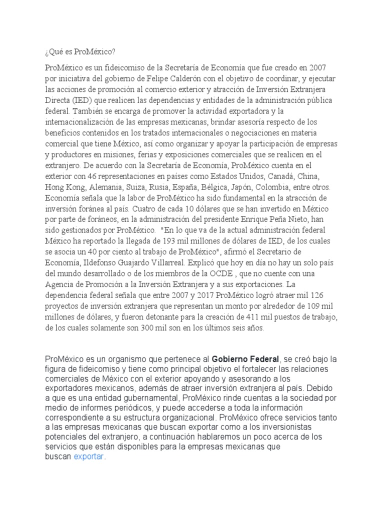 Qué Es ProMéxico | PDF | Exportaciones | México