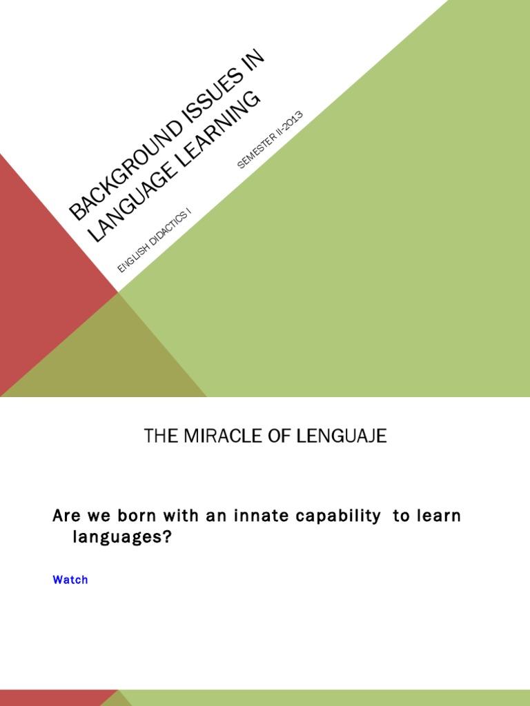 Background Issues in Language Learning | PDF | Behaviorism | Learning