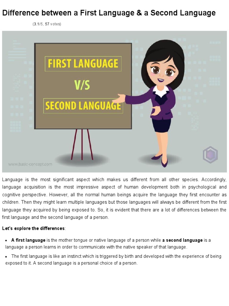 Difference Between A First Language & A Second Language | PDF | Second ...