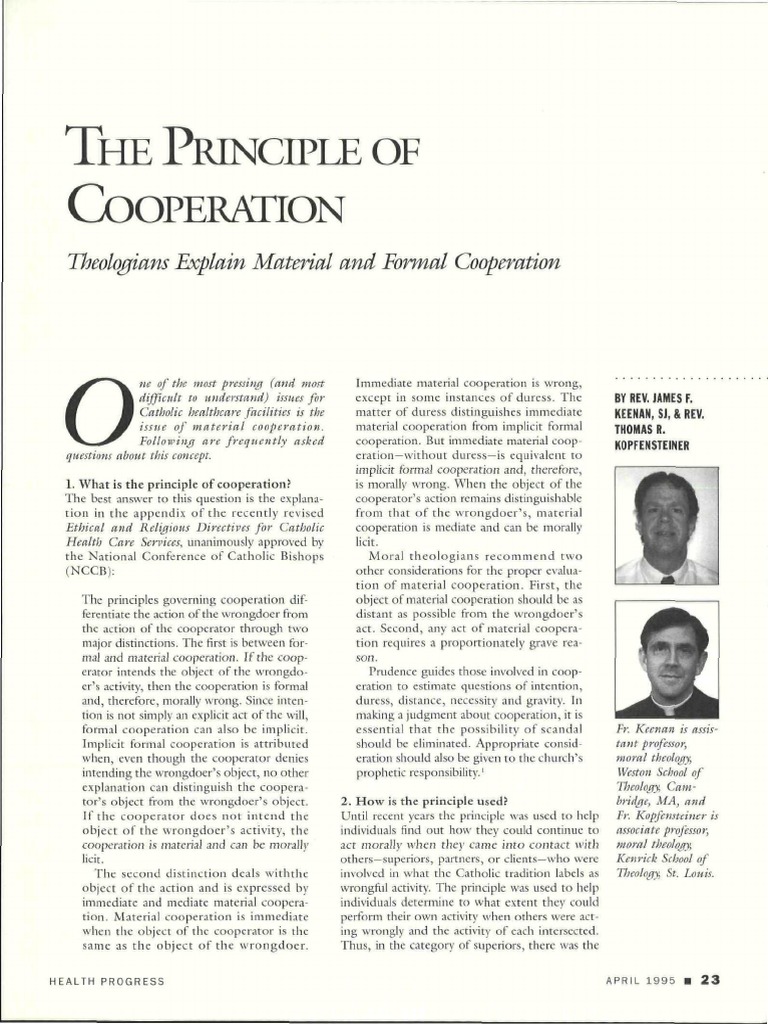 The Principle of Cooperation PDF | PDF | Catholic Church | Morality