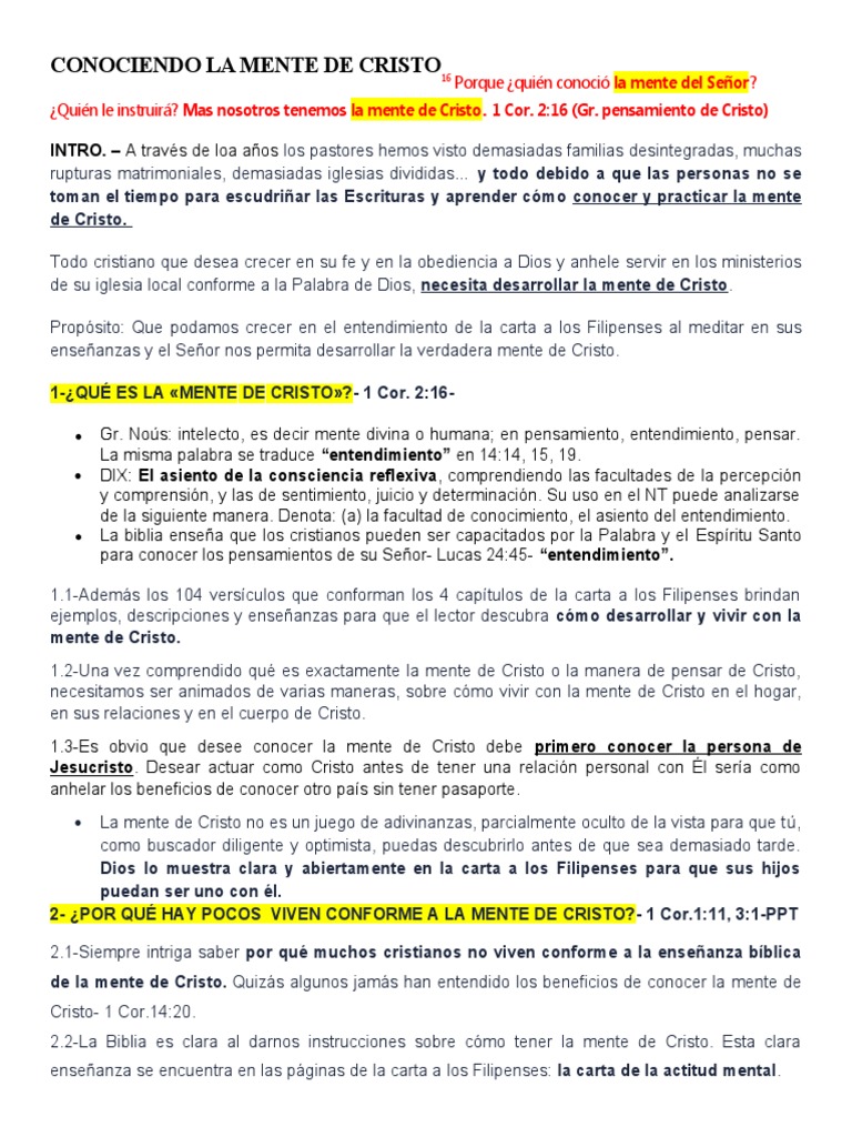 Conociendo La Mente de Cristo | PDF | Cristo (título) | Biblia