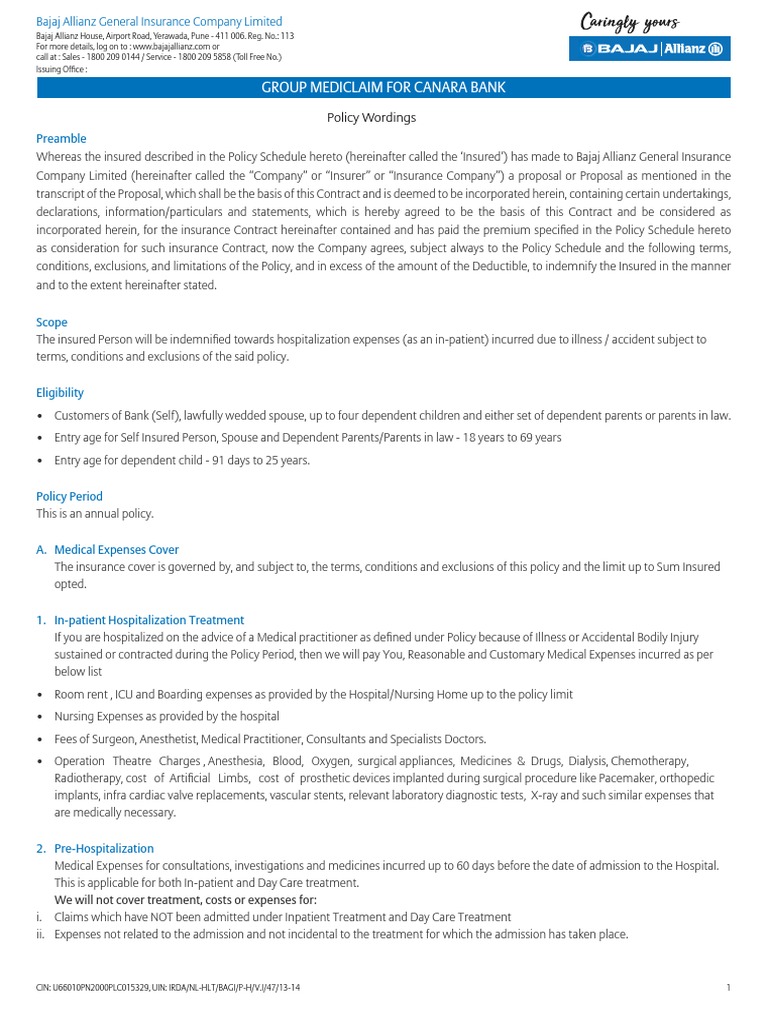 BAGIC Group Mediclaim - Brochure | PDF | Myocardial Infarction | Cancer