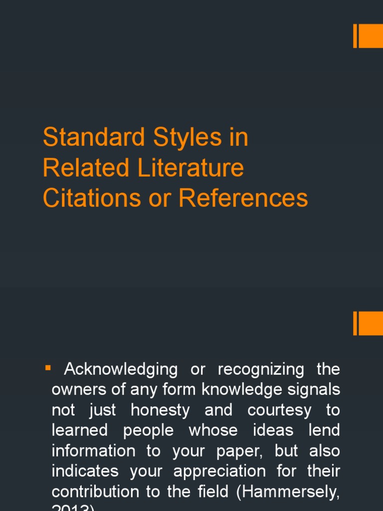 Standard Styles in Related Literature Citations or References | PDF ...