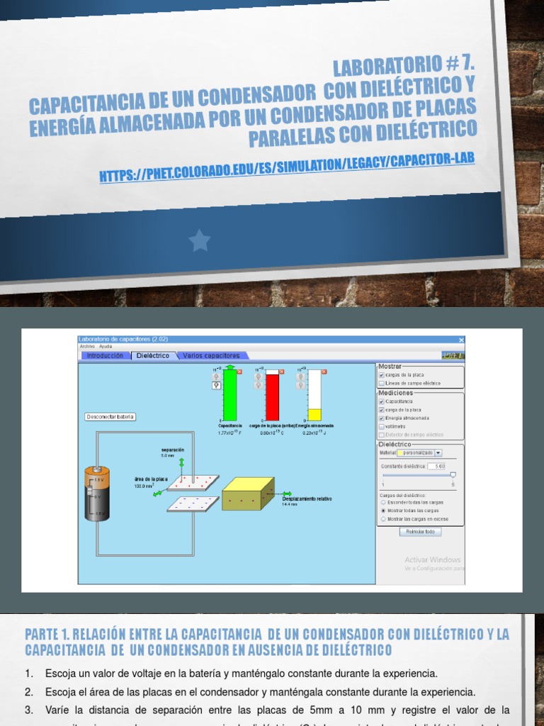 Laboratorio 7. Capacitancia en Un Condensador de Placas Paralelas Con Diléctrico | PDF ...