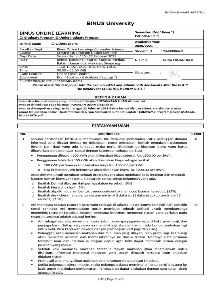 COMP6740-Program Design Methods - 2440088463 | PDF