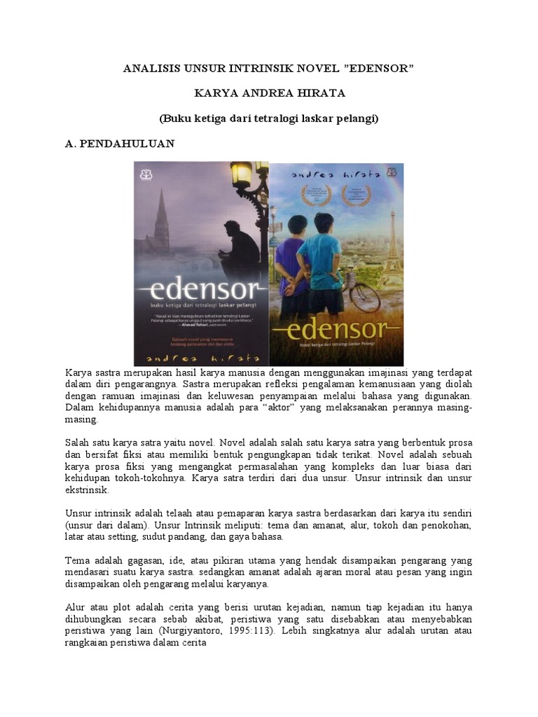 Analisis Intrinsik Novel Edensor | PDF | Seni | Fiksi Umum