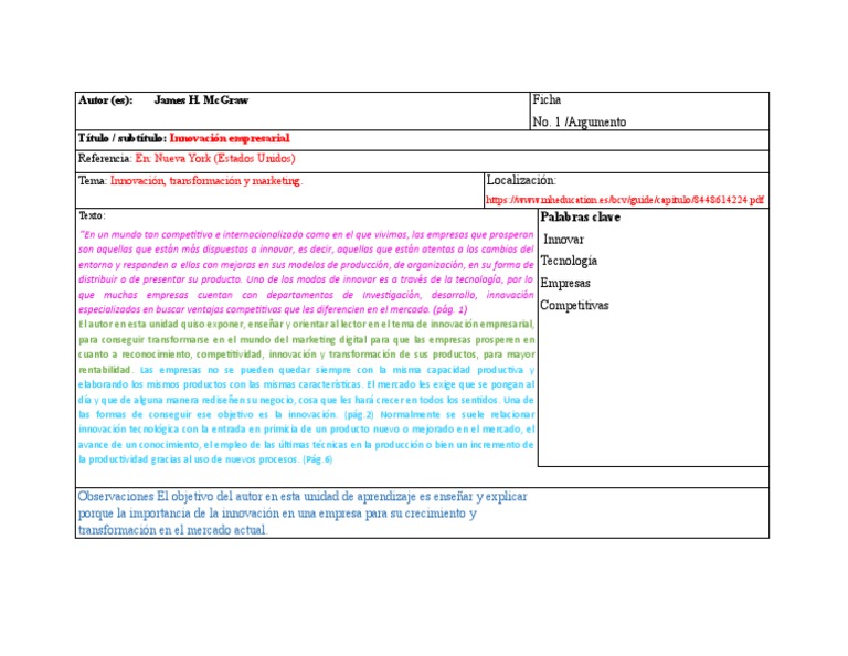Formato Ficha Temática | PDF | Innovación | Marketing