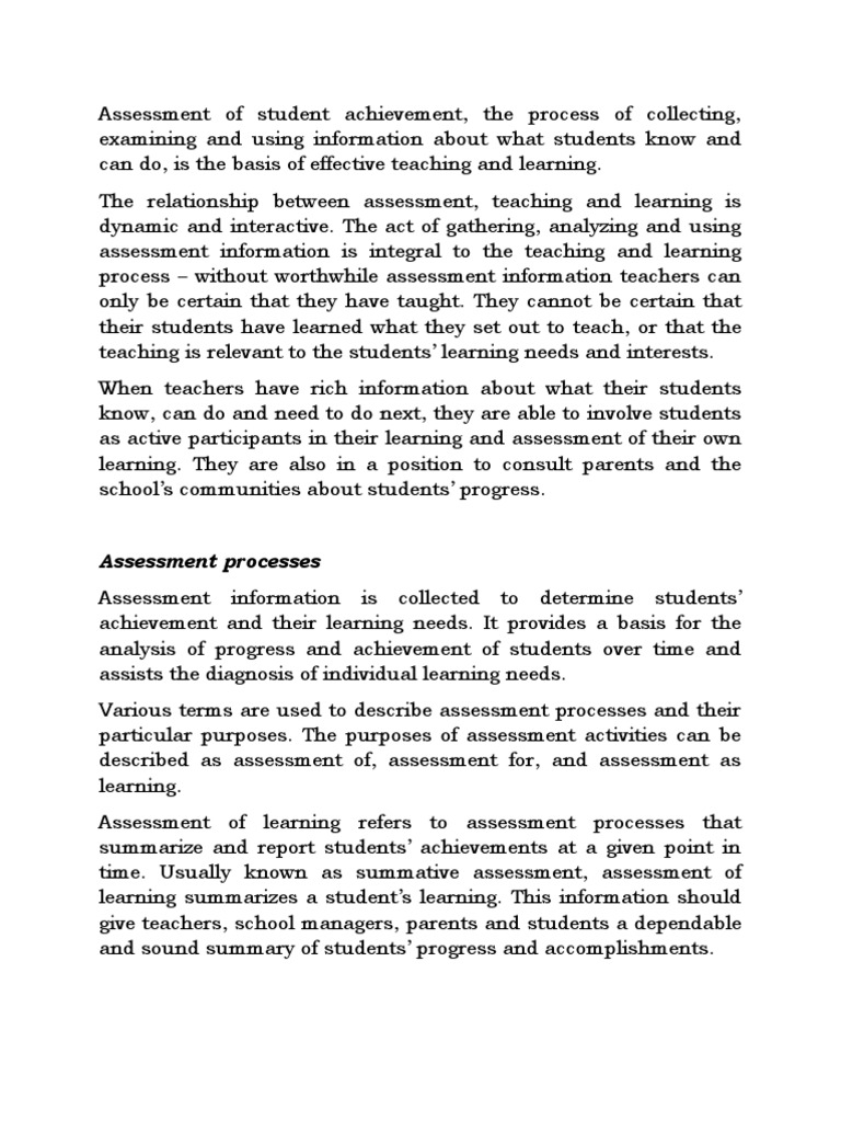 Understanding Assessment in Learning | PDF | Educational Assessment ...