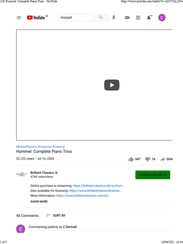Hummel Complete Piano Trios - YouTube | PDF | Classical Music ...