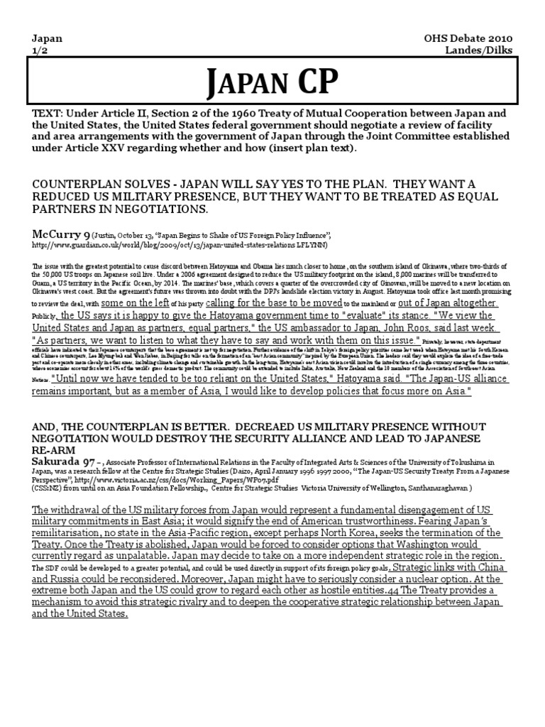 Japan CP | PDF | Nuclear Proliferation | Diplomacy