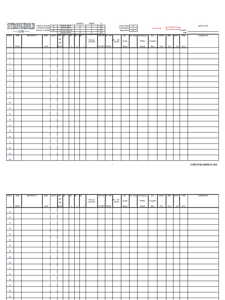 Weld Log - 5000 Weld | PDF | Energy Conversion | Industries
