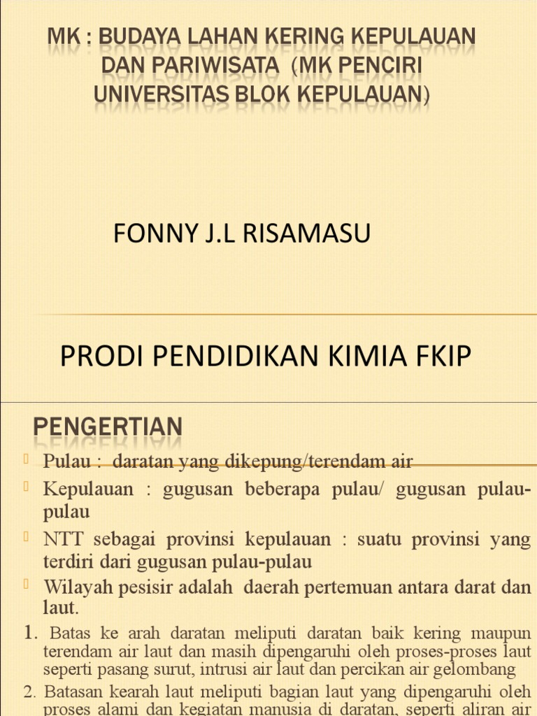 MK Budaya Lahan Kering Kepulauan Dan Pariwisata NTT | PDF | Griya & Taman