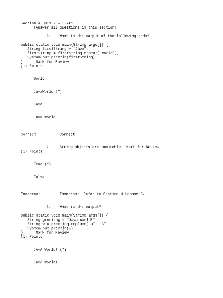 Quiz4 2 | PDF | Method (Computer Programming) | String (Computer Science)