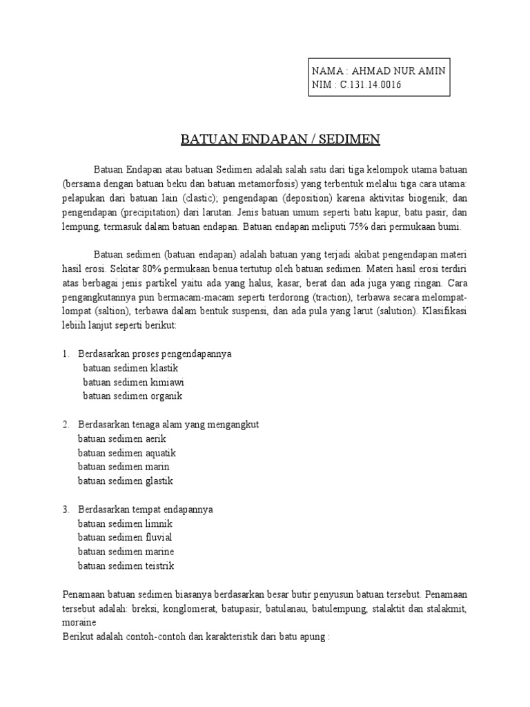 Batuan Endapan | PDF | Ilmu Sosial | Seni
