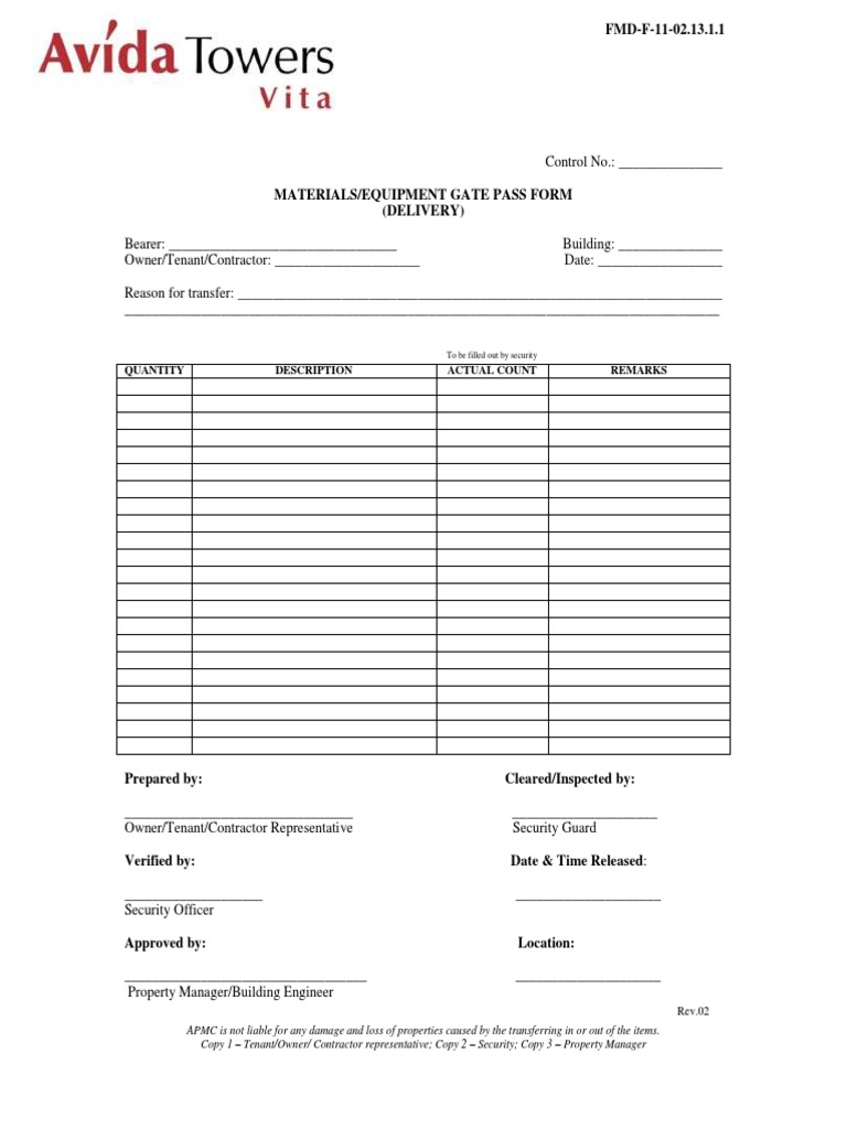 ATVITA Delivery Gate Pass | PDF