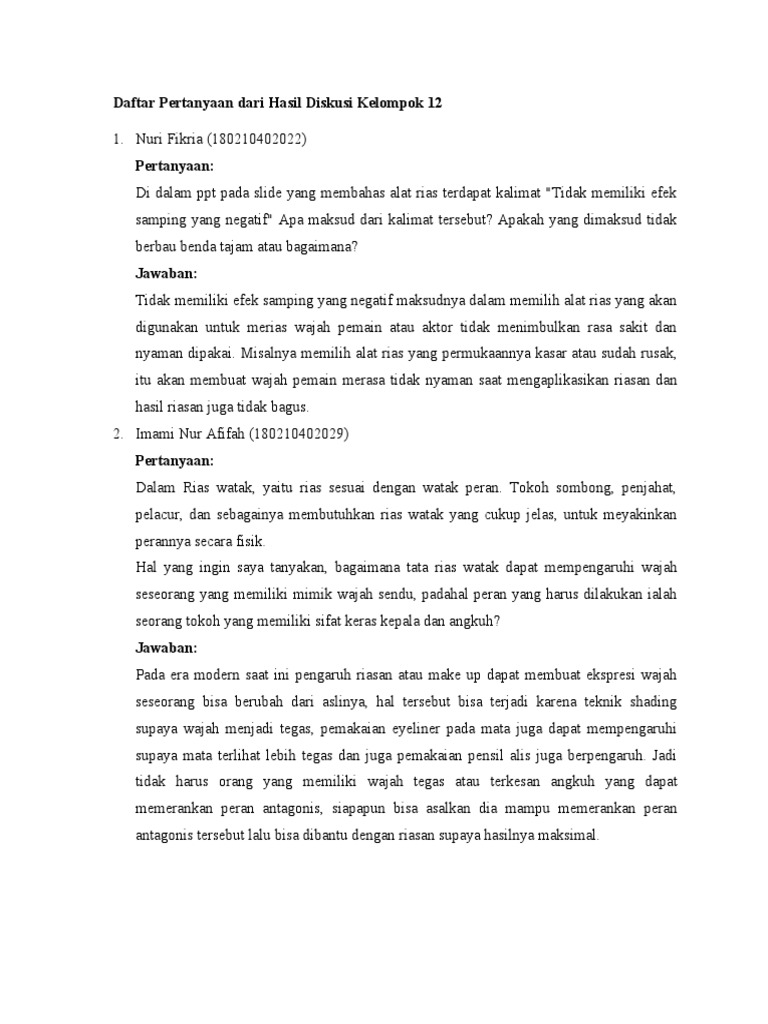 Pertanyaan Dan Diskusi Kel 12 | PDF