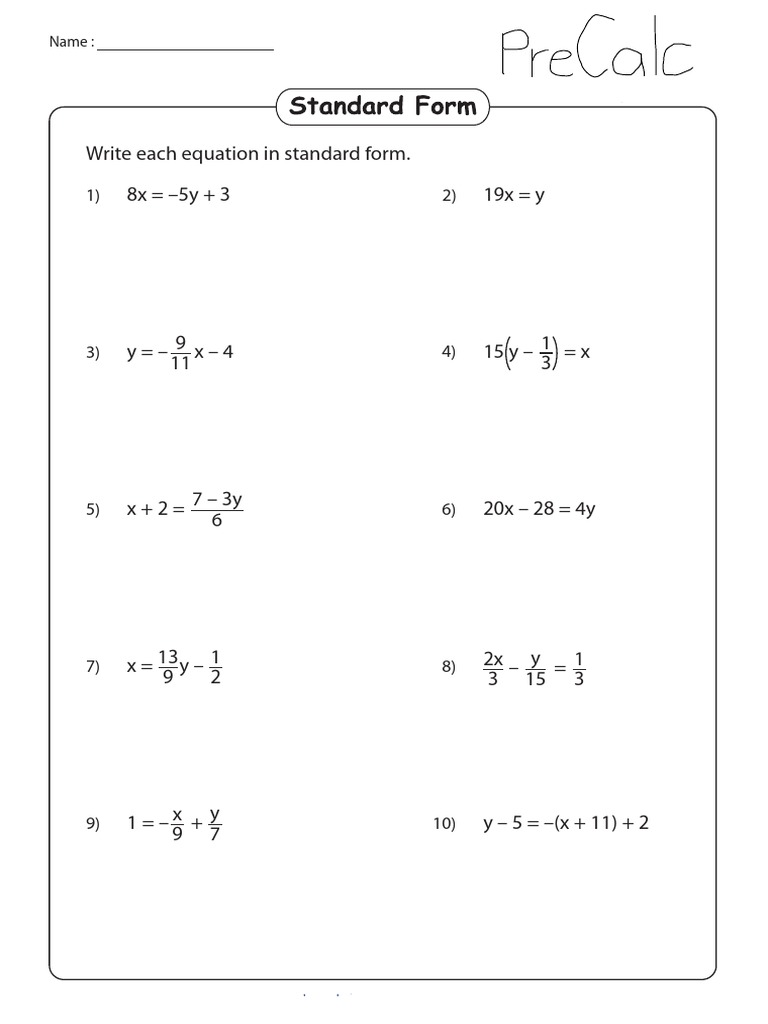 Equation of A Line in Standard Form | PDF